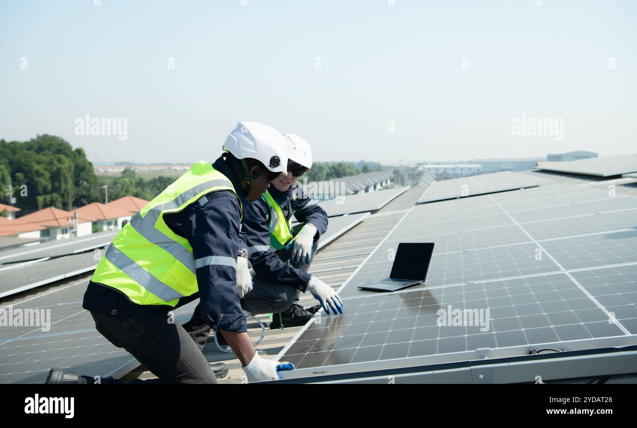 Engineer in charge of solar panel installation The installation of ...