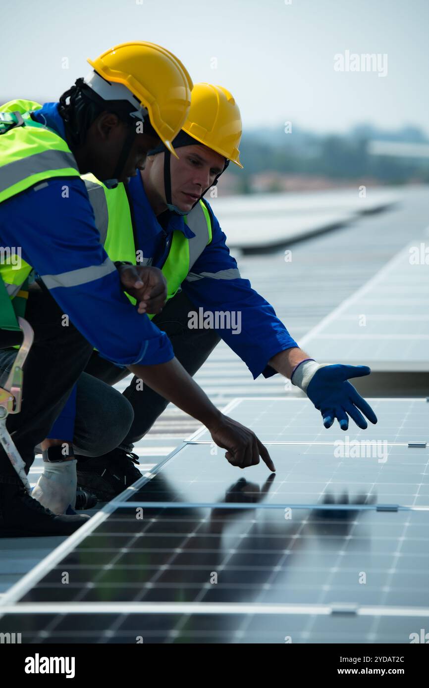 Engineer in charge of solar panel installation The installation of ...