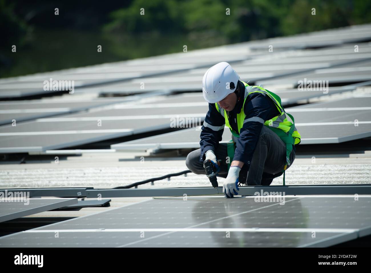 Engineer in charge of solar panel installation The installation of ...