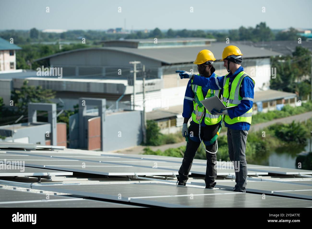Engineer in charge of solar panel installation The installation of ...