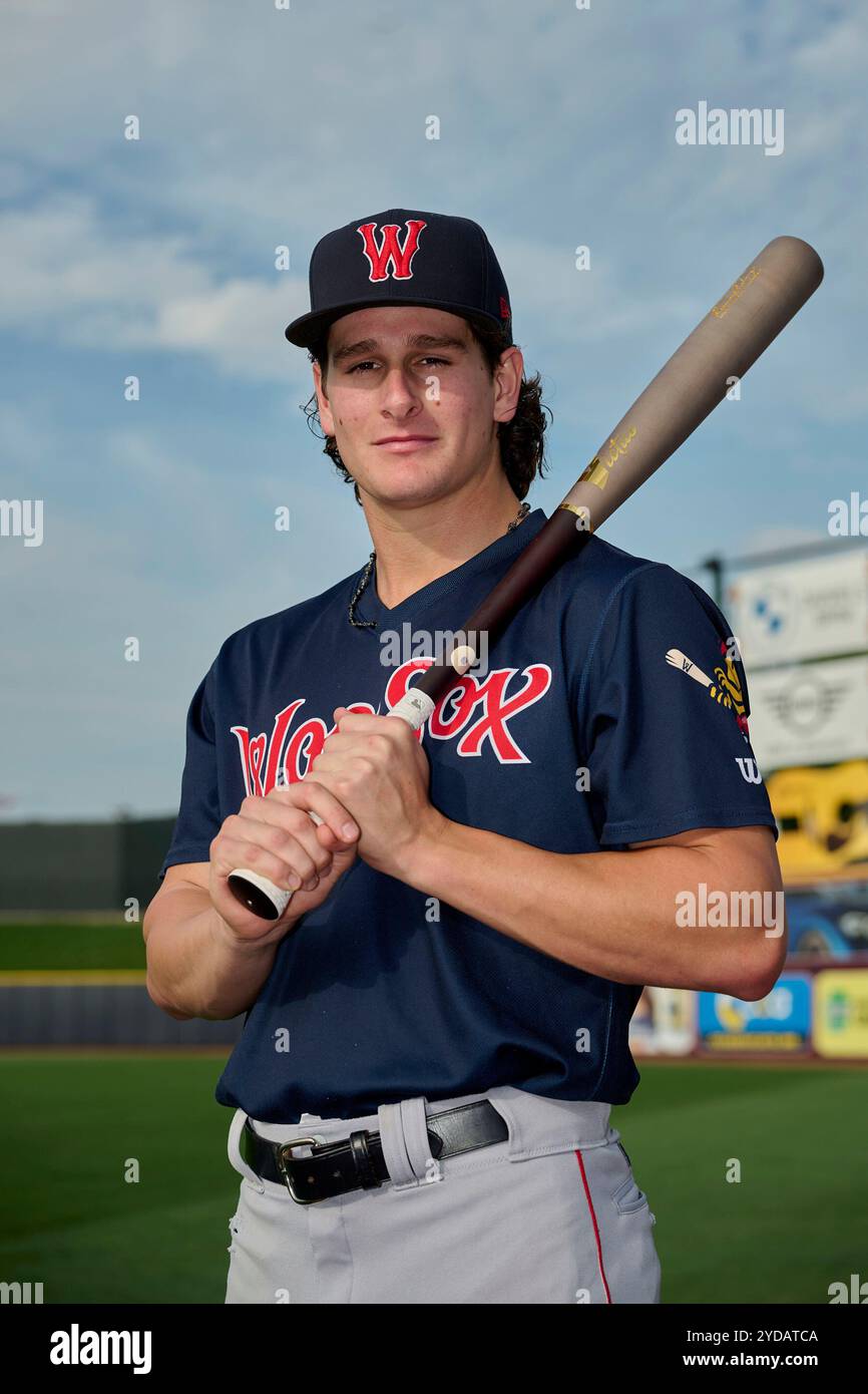 Worcester Red Sox Roman Anthony (19) poses for a photo before an MiLB ...