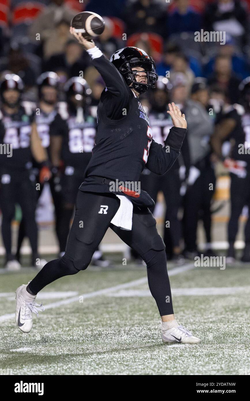 October 26, 2024: Ottawa RedBlacks quarterback Dru Brown (3) throws the ...