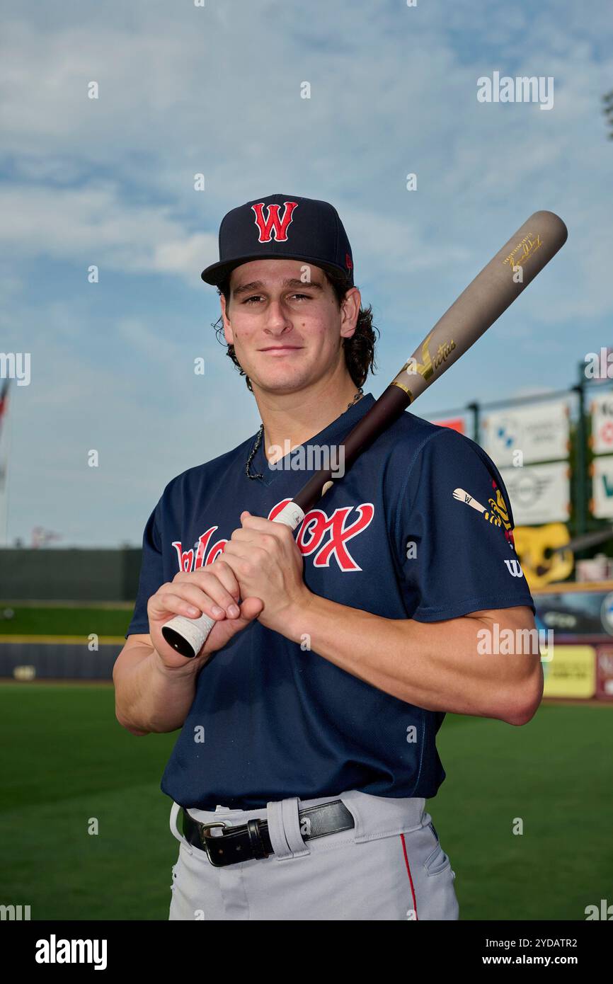 Worcester Red Sox Roman Anthony (19) poses for a photo before an MiLB ...