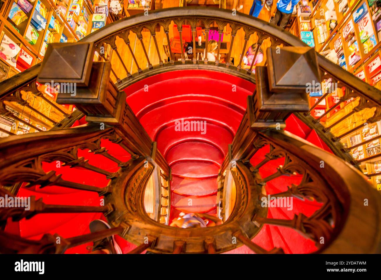 Ornate staircase in the Lello Bookshop (Livraria Lello) or Harry Potter ...