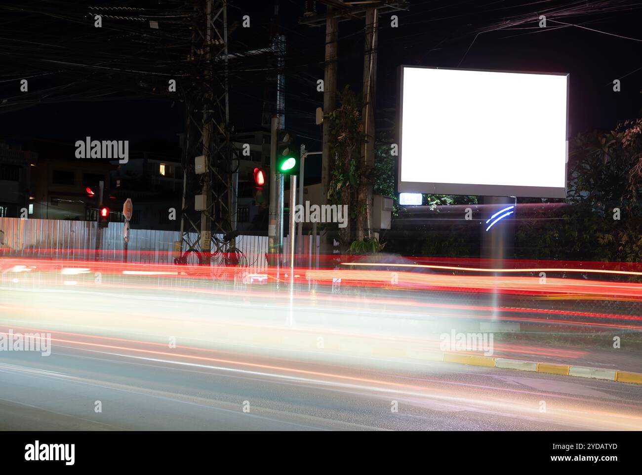 Blank Billboard on City Street. Outdoor advertising. Blank advertising ...