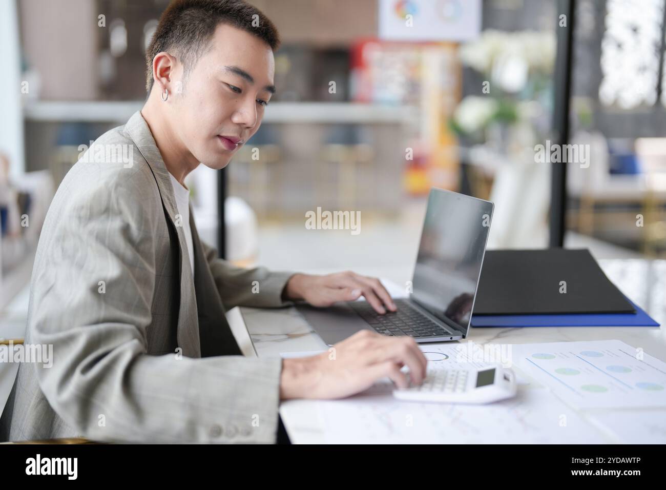 Business man working using laptop computer Hands typing keyboard ...