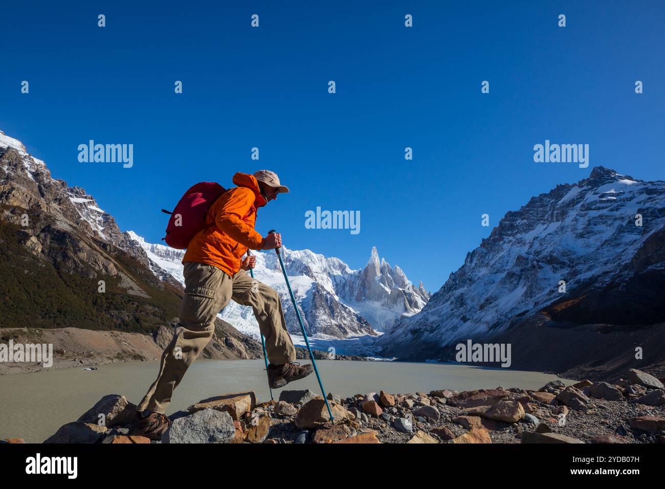 Trekking to the Fitz Roy massif in the Argentinian-Chilean Andes, South ...