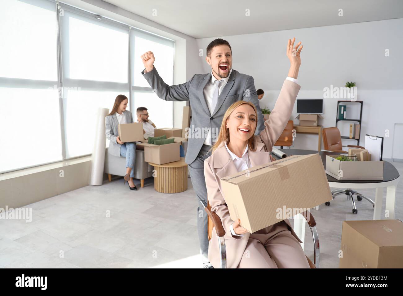 Happy employee leaving office hi-res stock photography and images - Alamy
