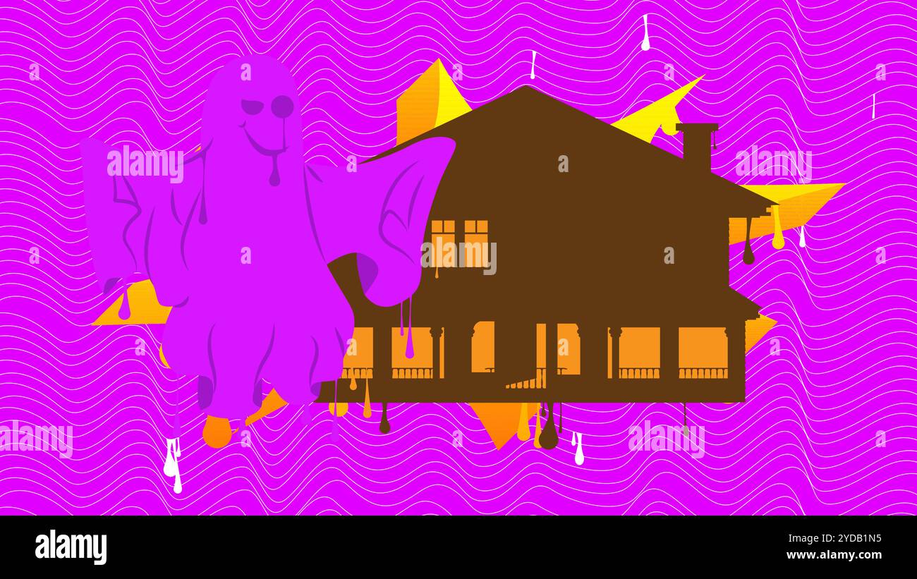 Halloween Ghost and House Graffiti tag. Abstract modern street art ...