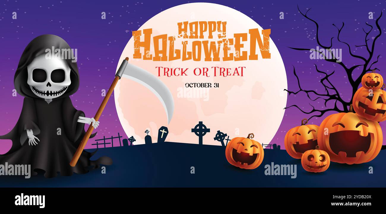 Happy halloween text vector design. Halloween trick or treat invitation ...