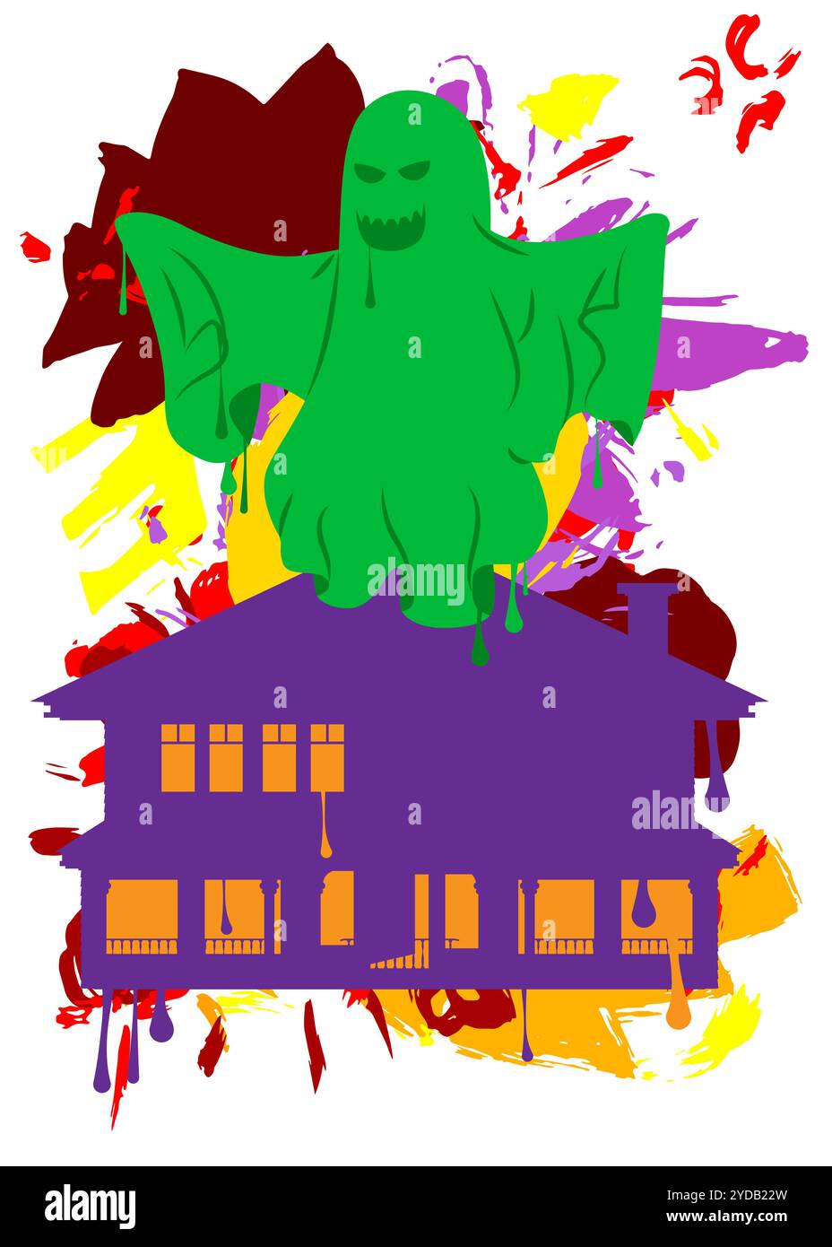 Halloween Ghost and House Graffiti tag. Abstract modern street art ...