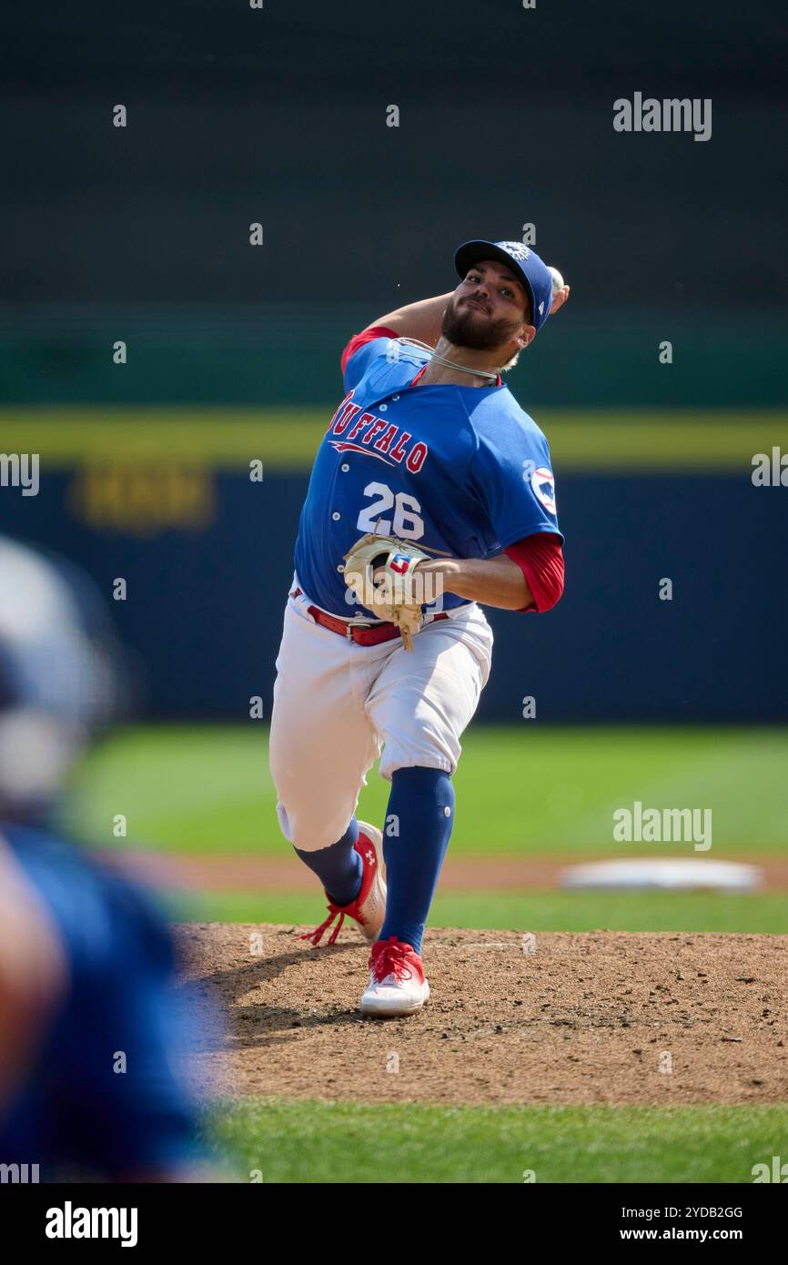 Buffalo Bisons pitcher Luis Quinones (26) during an MiLB International ...