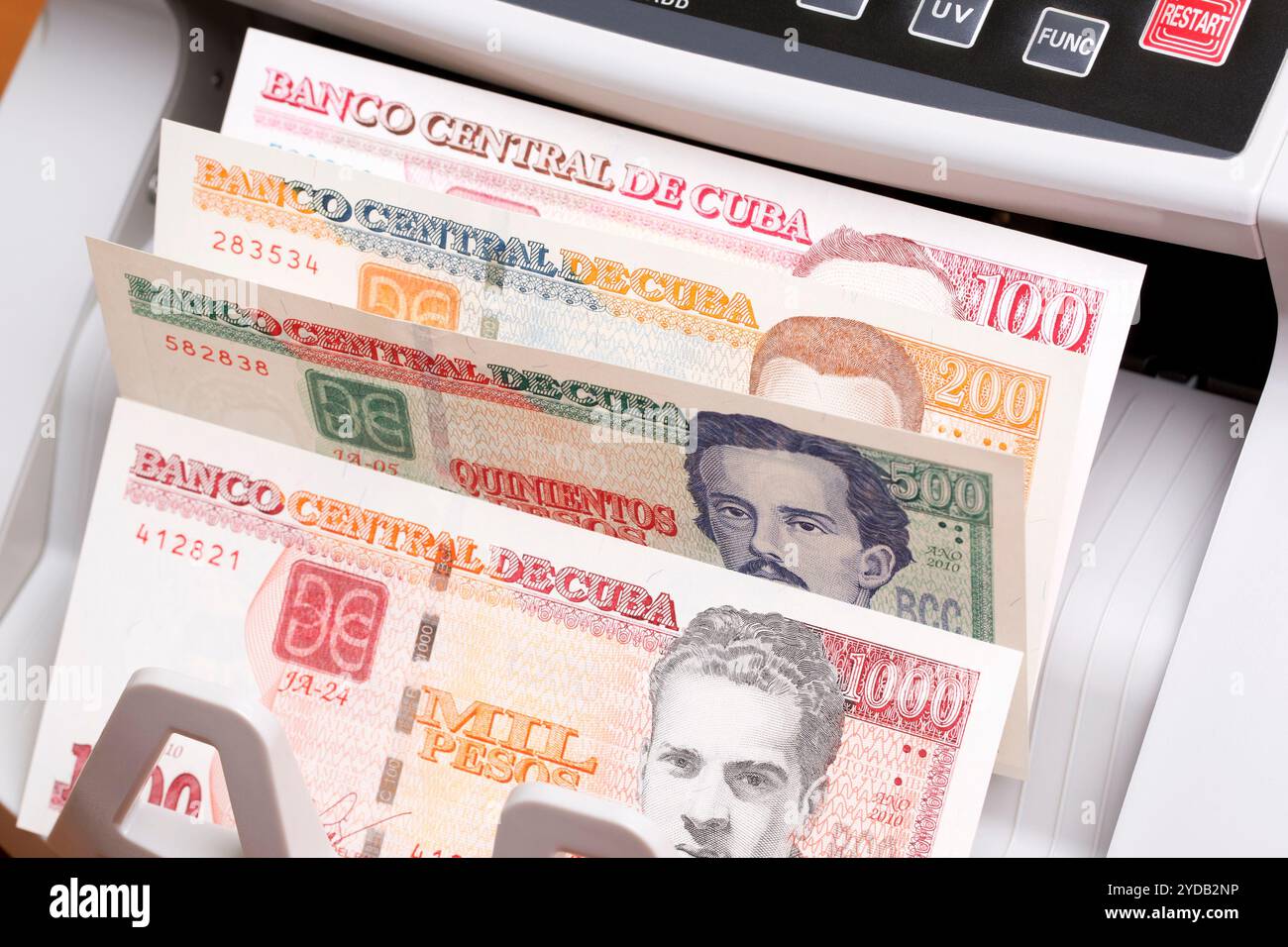 Cuban Peso in the counting machine Stock Photo - Alamy
