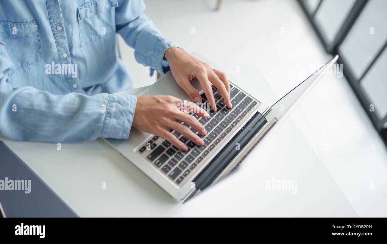 Business man working with laptop Hands typing keyboard. Professional ...