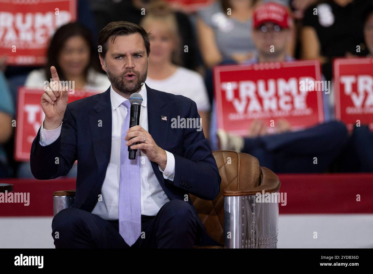 Republican vice presidential nominee Sen. JD Vance, R-Ohio, speaks at a ...