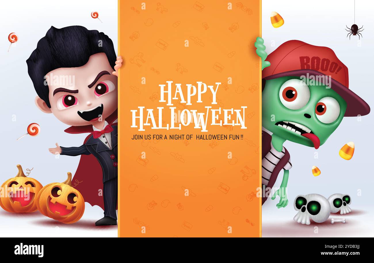 Happy halloween text vector template design. Halloween invitation card ...