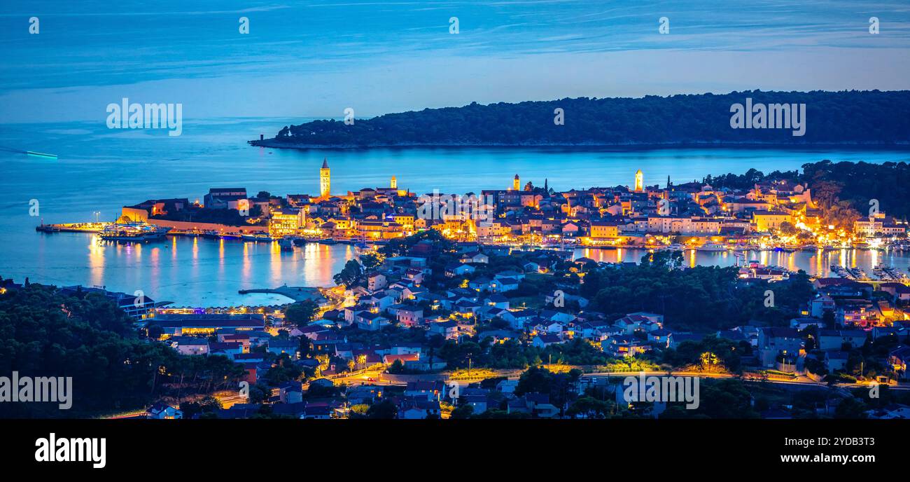 Historic town of Rab evening panoramic view, Island of Rab Stock Photo ...