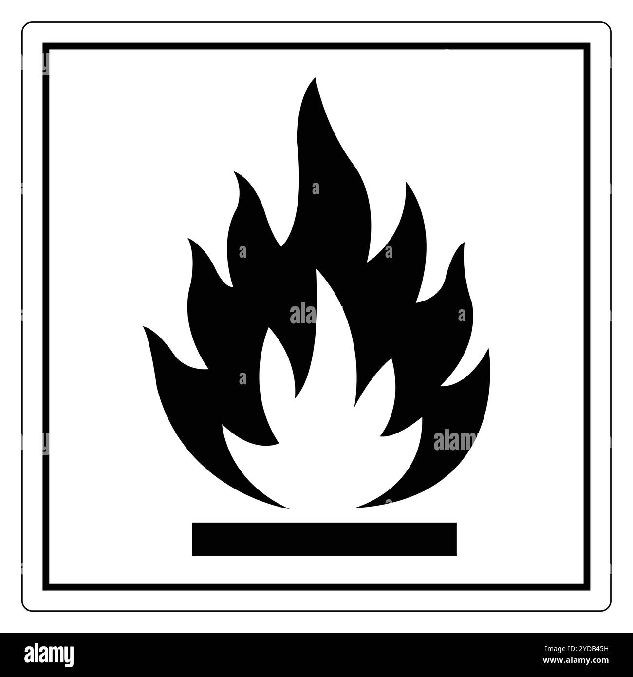 Black Flame Icon on White Background for Safety Signage Stock Vector ...