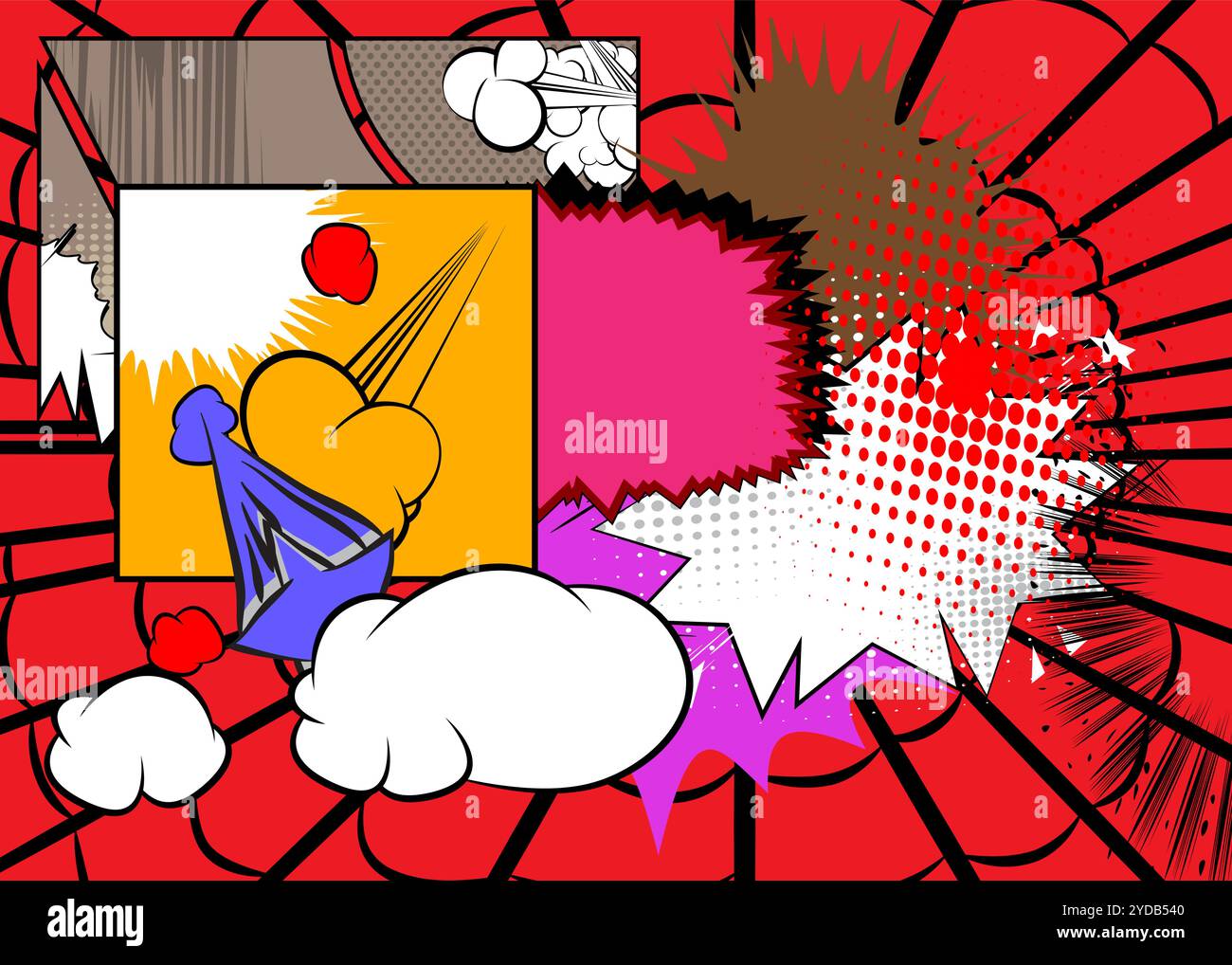 Cartoon super background, comic book backdrop. Retro vector comics pop ...