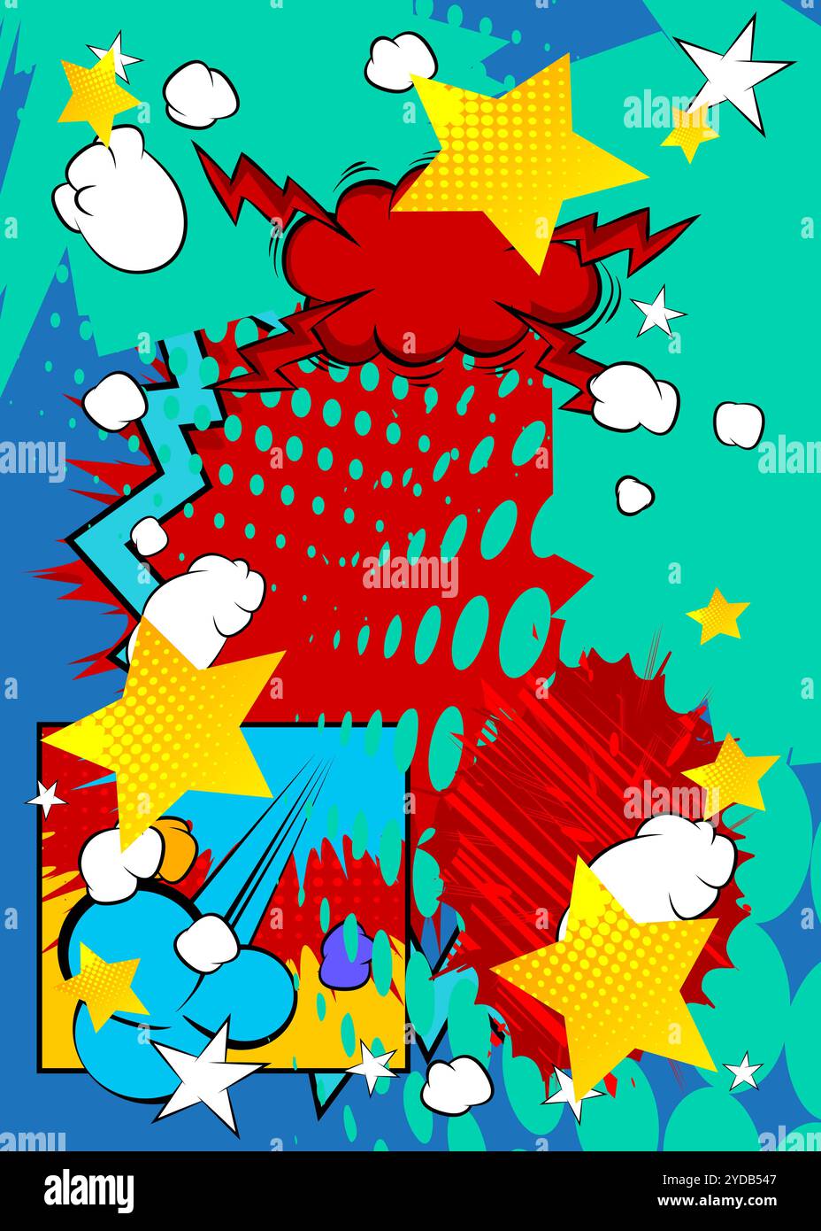 Cartoon super background, comic book backdrop. Retro vector comics pop ...