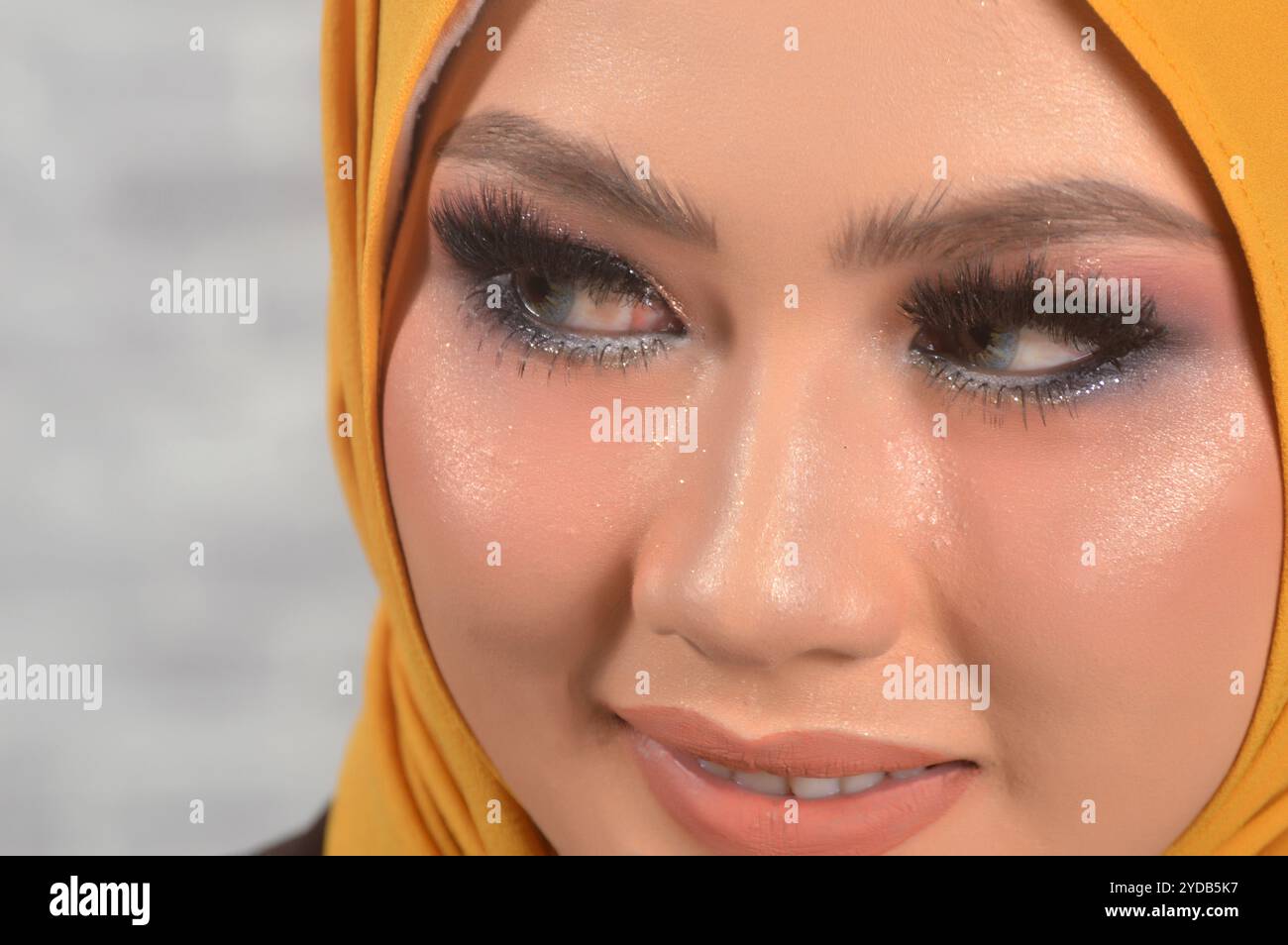 Portrait Beautiful Muslim Asian Girls wearing brown Muslim clothes and ...