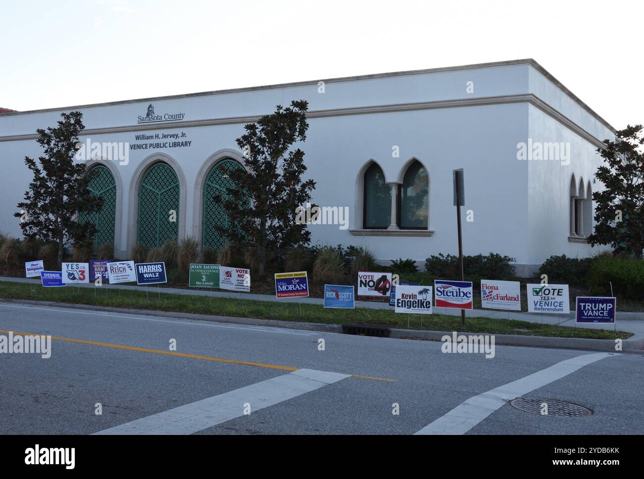 Venice, Florida, USA – Oct 24, 2024: Multiple political campaign signs ...