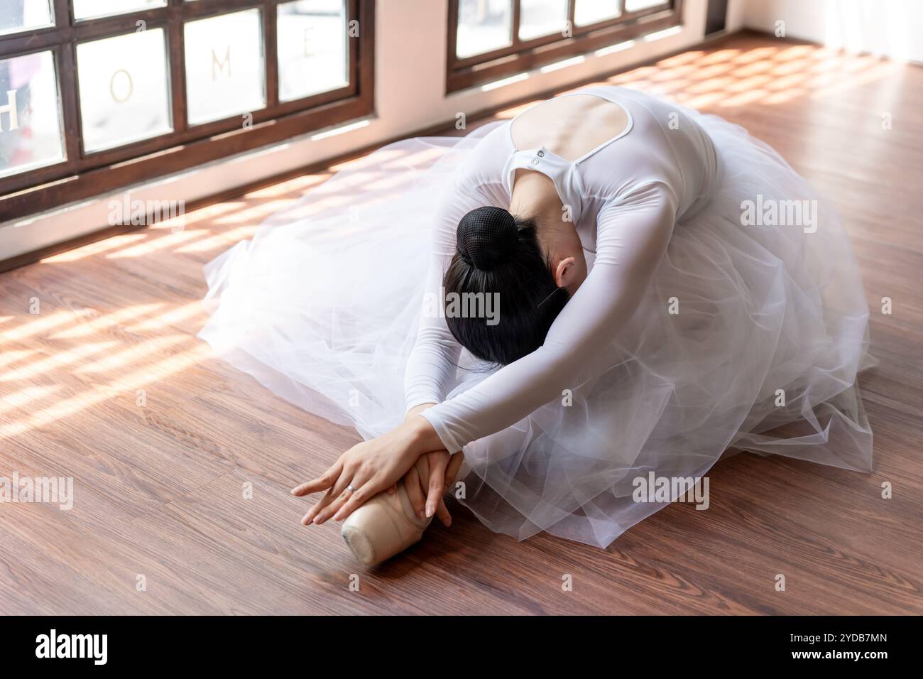 Asian girl ballet dancer creative performance with white skirt ...