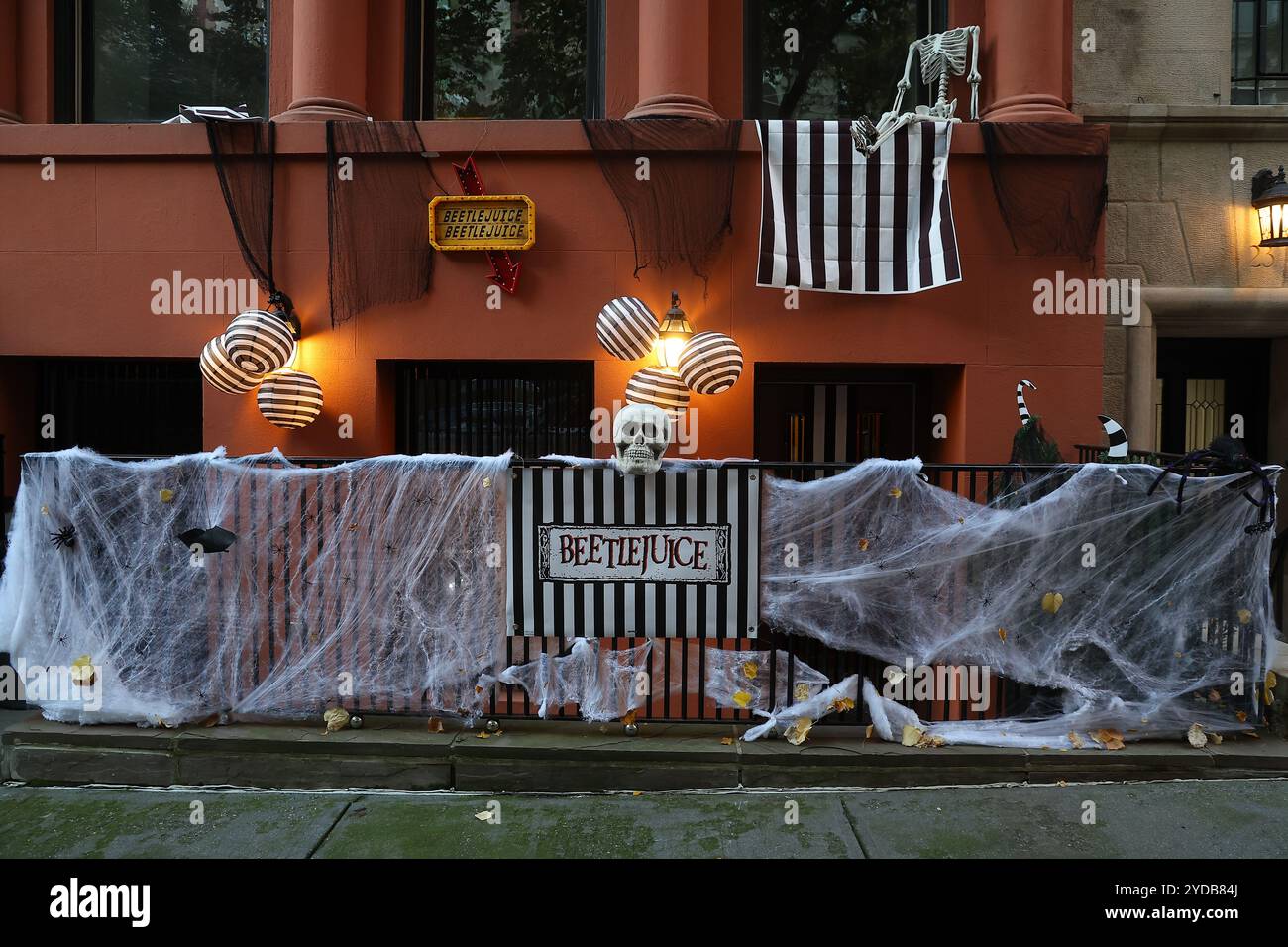 Beetlejuice themed decorations outside a townhouse on the Upper East ...