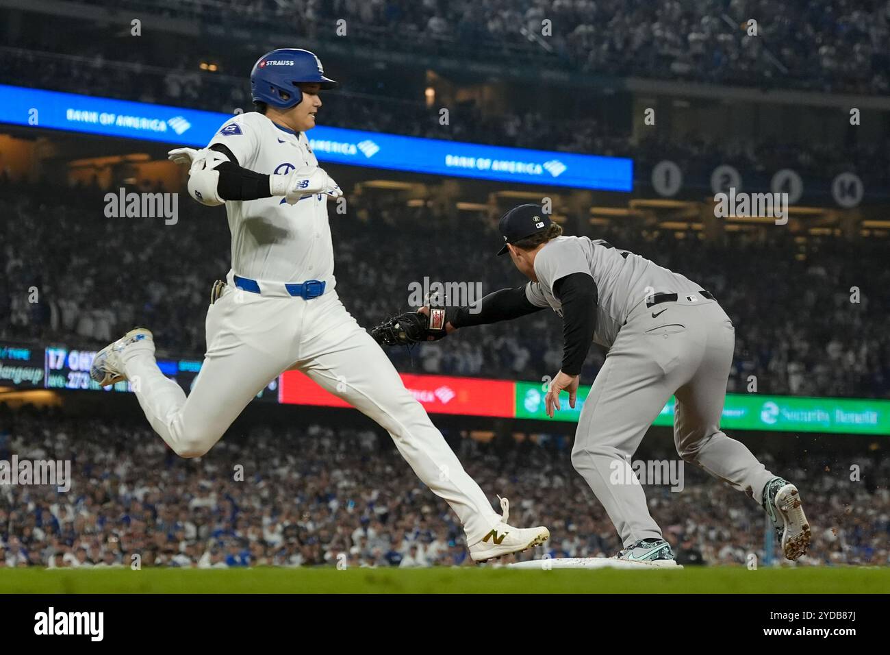 Los Angeles Dodgers' Shohei Ohtani is forced out at first by New York ...