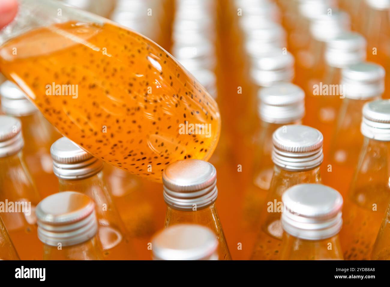 Ready-to-drink bottled juice products Arranged and packed in boxes for ...