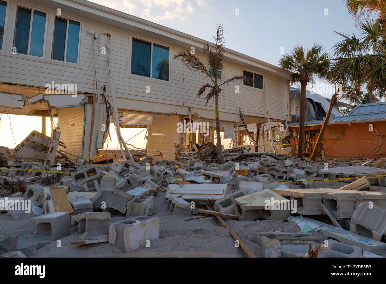Hurricane Milton consequences in Manasota Key, Florida. Destroyed house ...