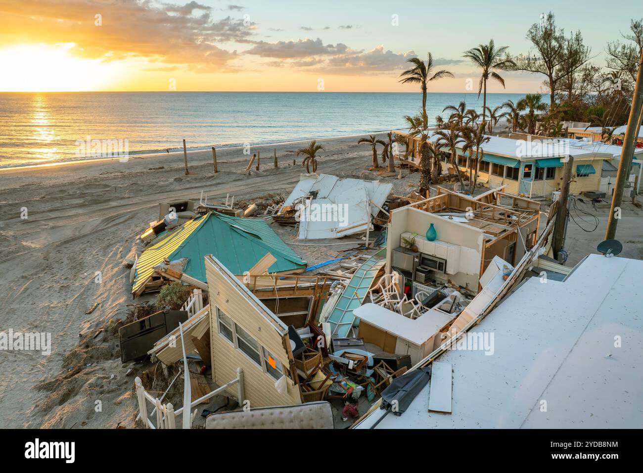 Destroyed house on ocean shore. Hurricane Milton consequences in ...