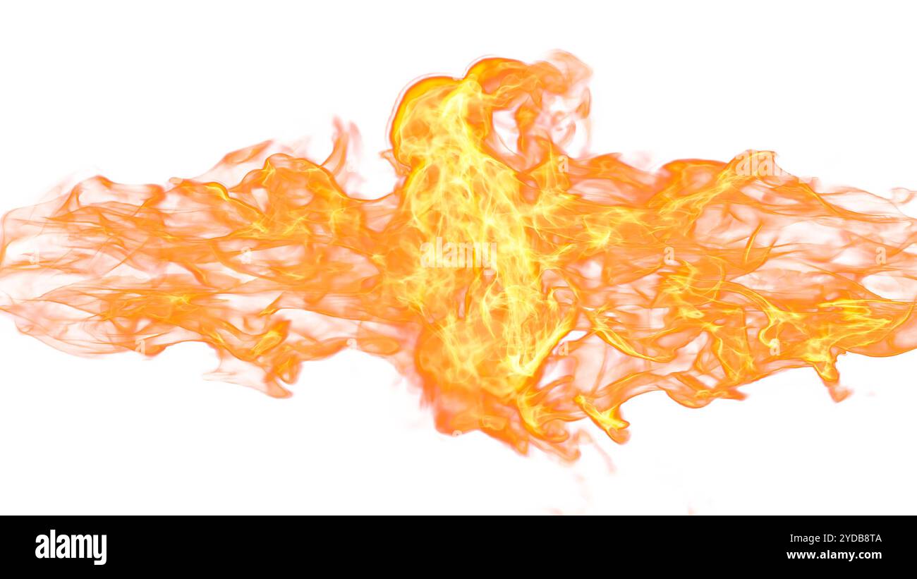 3d illustration. Tongues of flame collide from opposite sides on a ...