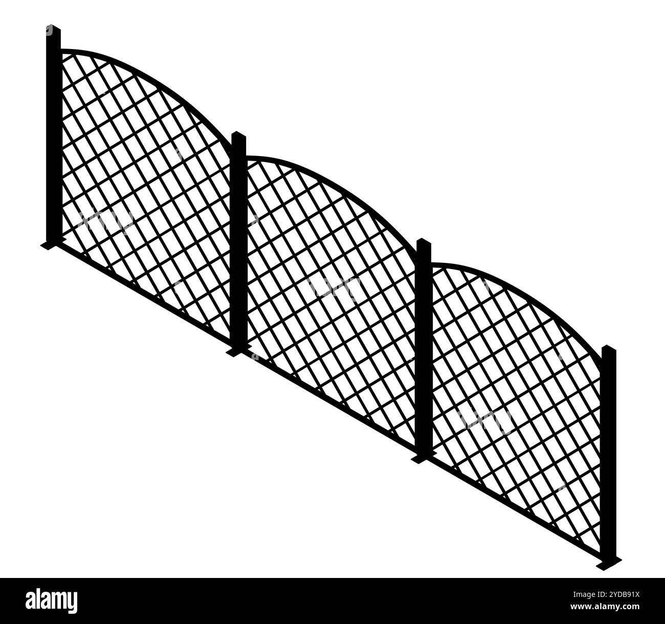 Silhouette fence. Flat farm barrier and border wall. Country plank ...