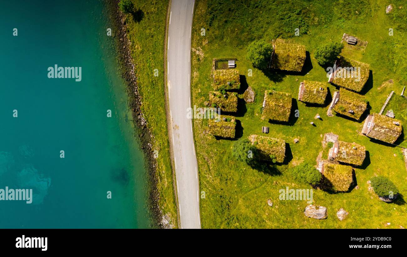 Green Roofs and Winding Roads in Norway, lovatnet lake Lodal valley ...