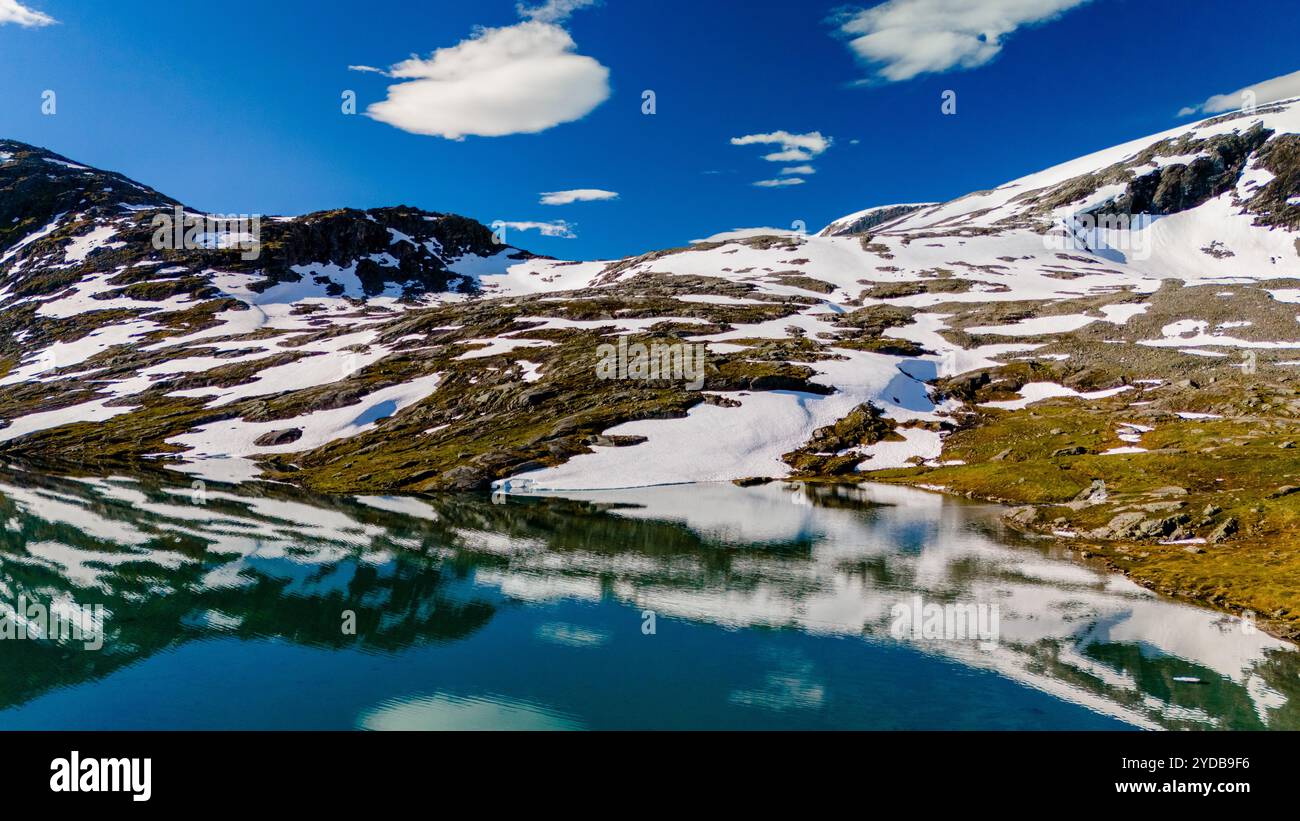 Norwegian Mountain Lake Reflects Sky, Strynefjellsvegen, Geiranger ...