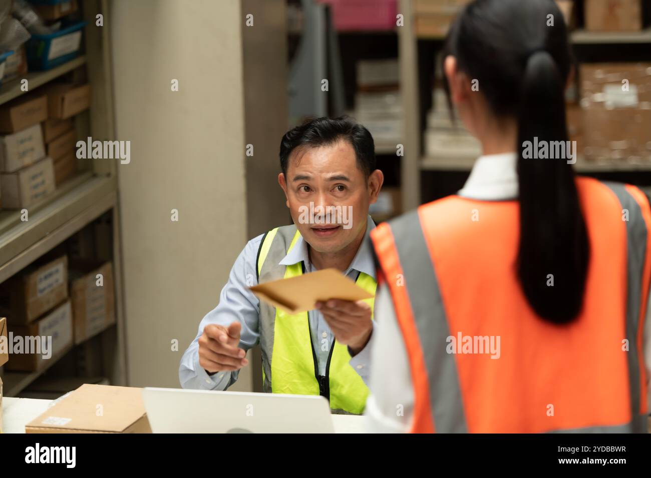 The warehouse manager gave the female assistant a premium. who assisted ...