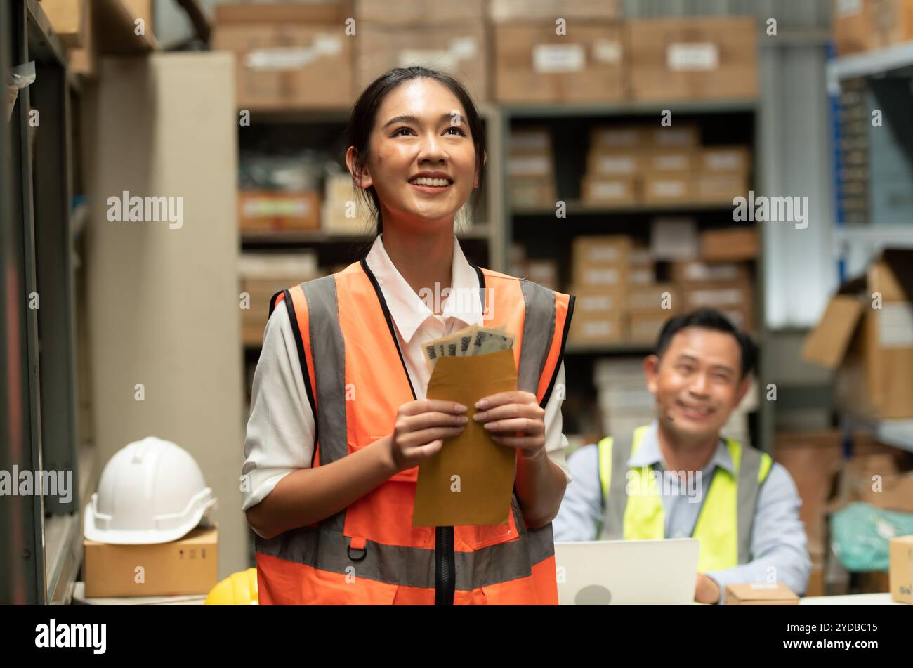The warehouse manager gave the female assistant a premium. who assisted ...