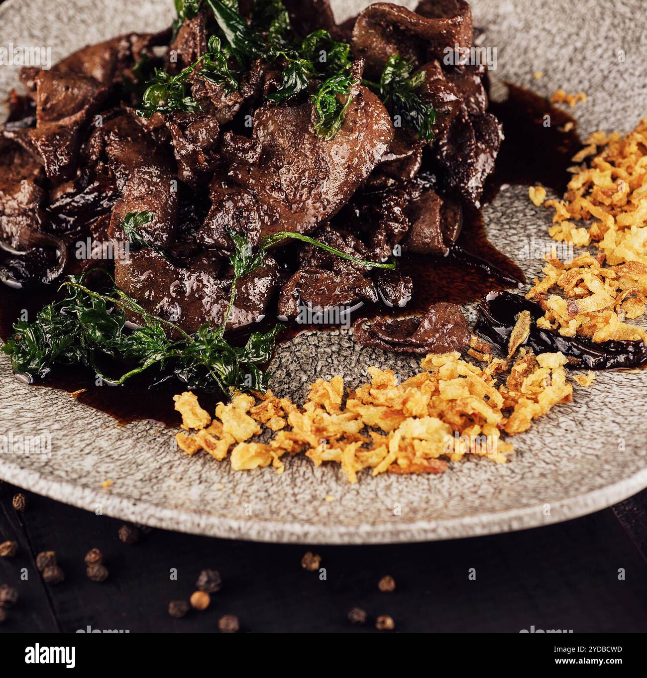 Fried chicken liver onions hi-res stock photography and images - Alamy