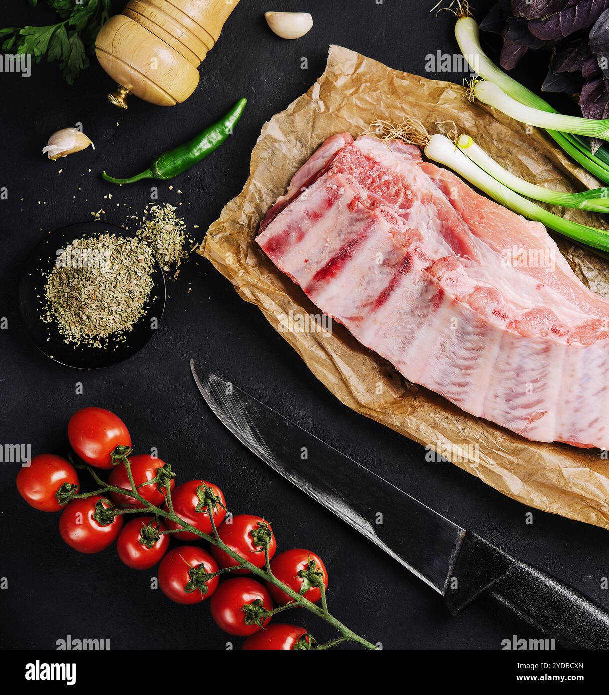 Fresh raw pork ribs with ingredients Stock Photo - Alamy