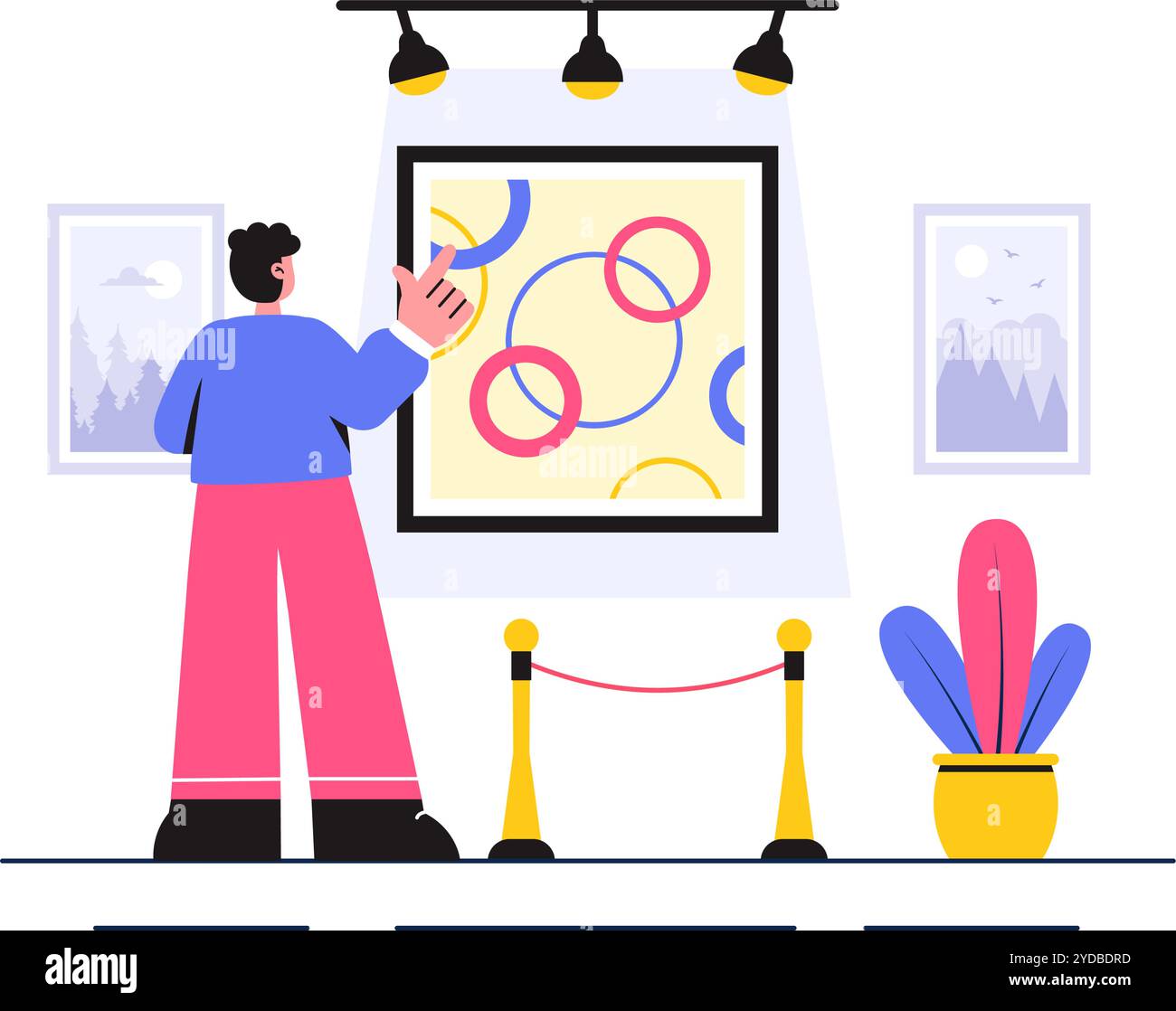 Photo Gallery Vector Illustration featuring Museum Visitors Viewing an ...