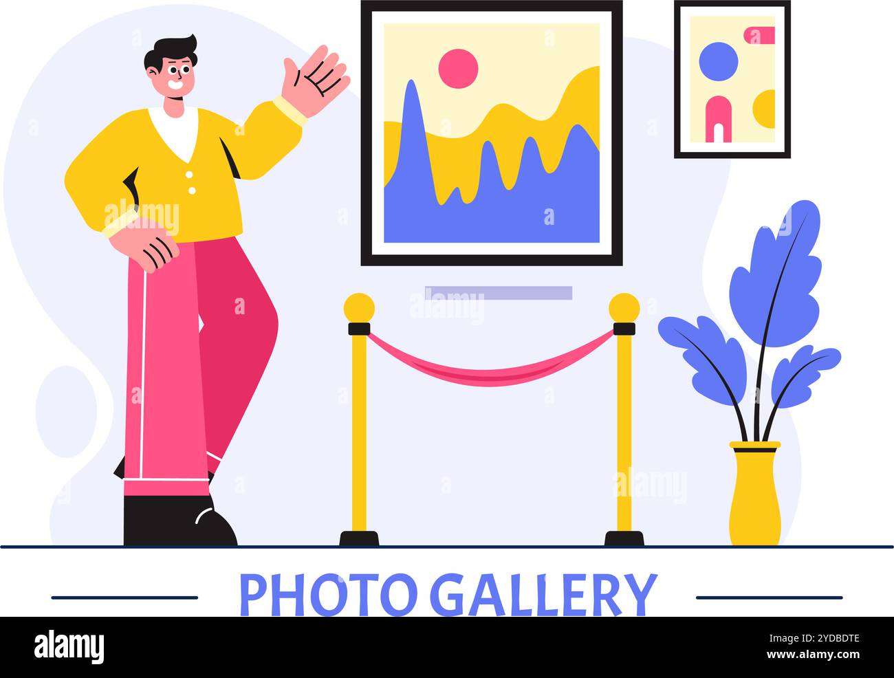 Photo Gallery Vector Illustration featuring Museum Visitors Viewing an ...