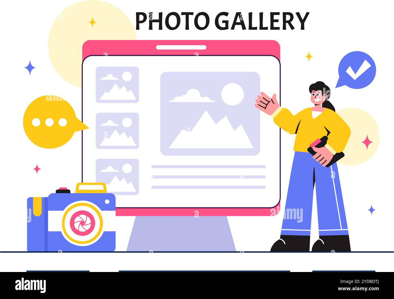 Photo Gallery Vector Illustration featuring Museum Visitors Viewing an ...