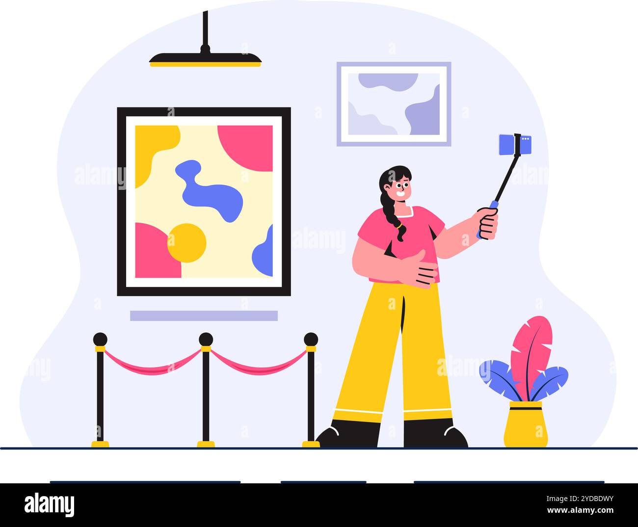 Photo Gallery Vector Illustration featuring Museum Visitors Viewing an ...