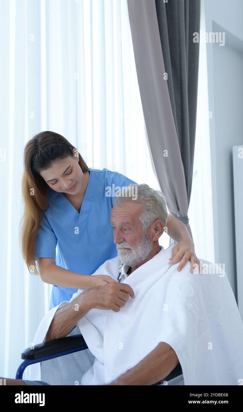 Doctor talking to elderly patient with symptoms of depression Look at ...