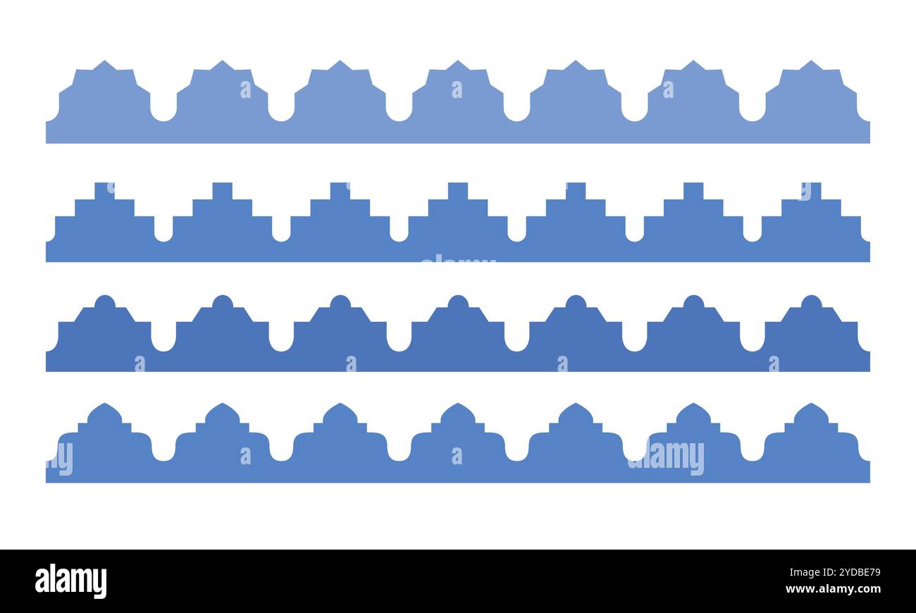 Traditional geometric arabic roof top border. Oriental blue abstract ...