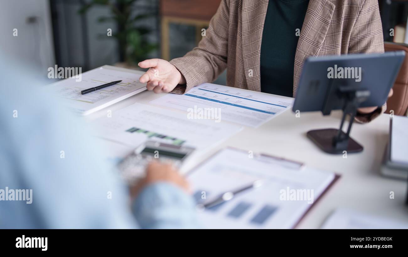 Business man Auditor or internal revenue service staff checking annual ...