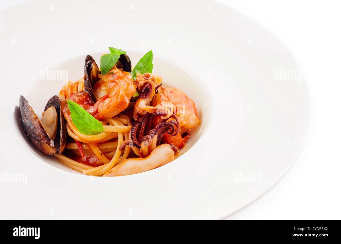 Pescatore tomato sauce pasta with seafood Stock Photo - Alamy