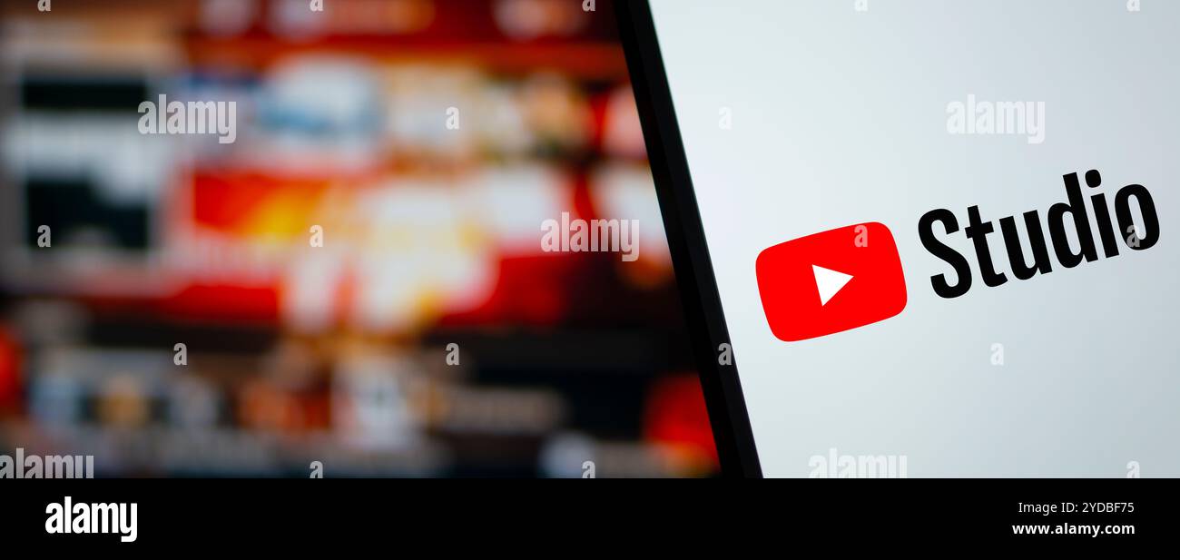 Dhaka, Bangladesh- 23 July 2024: Youtube Studio logo is displayed on ...