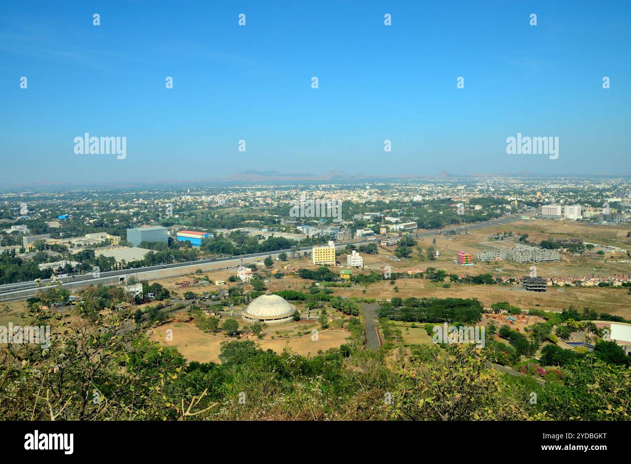 Aerial view seen from Pandav Leni, located on the hill in Nashik ...
